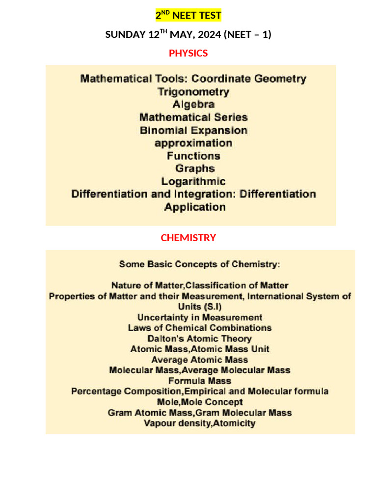 Arjuna Neet Test 12.05.2024 | PDF
