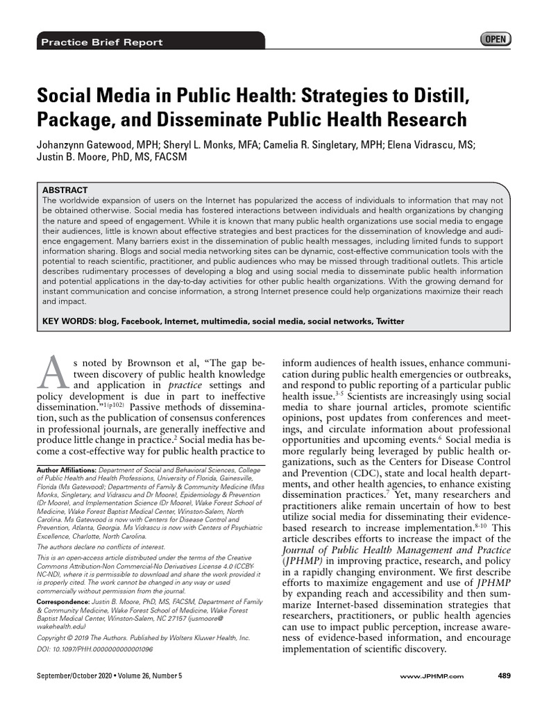 Social Media in Public Health - Strategies To Distill | PDF | Social ...