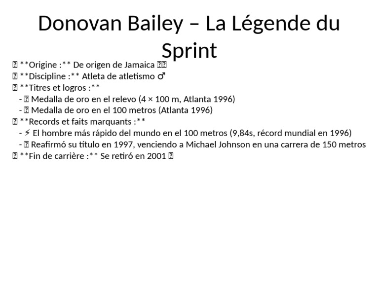 Donovan Bailey Presentation | PDF