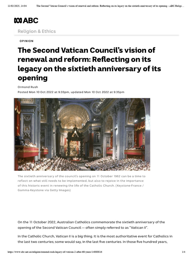 The Second Vatican Council's Vision of Renewal and Reform: Re Ecting On ...