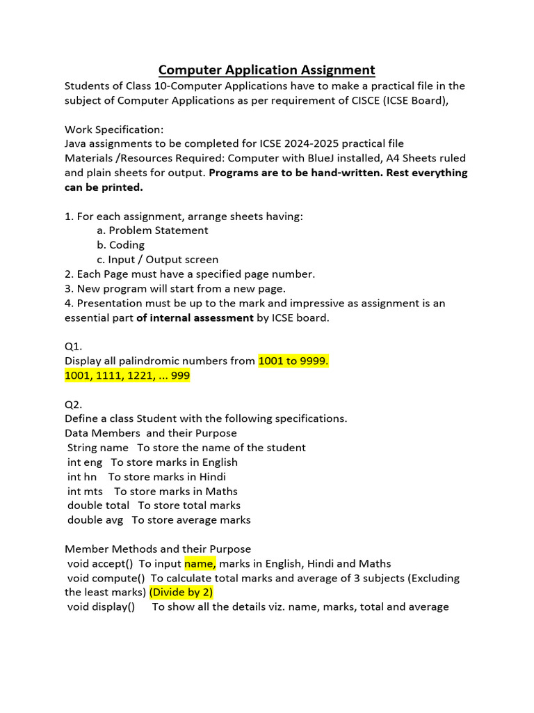 Computer Application Assignment - Sem2 - 2024-2025 (3) | PDF | String (Computer Science ...