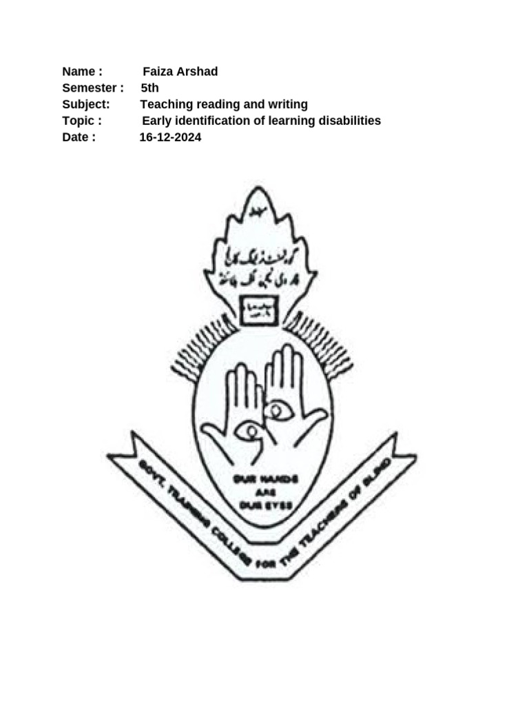 Early Identification of Learning Disabilities | PDF | Learning ...