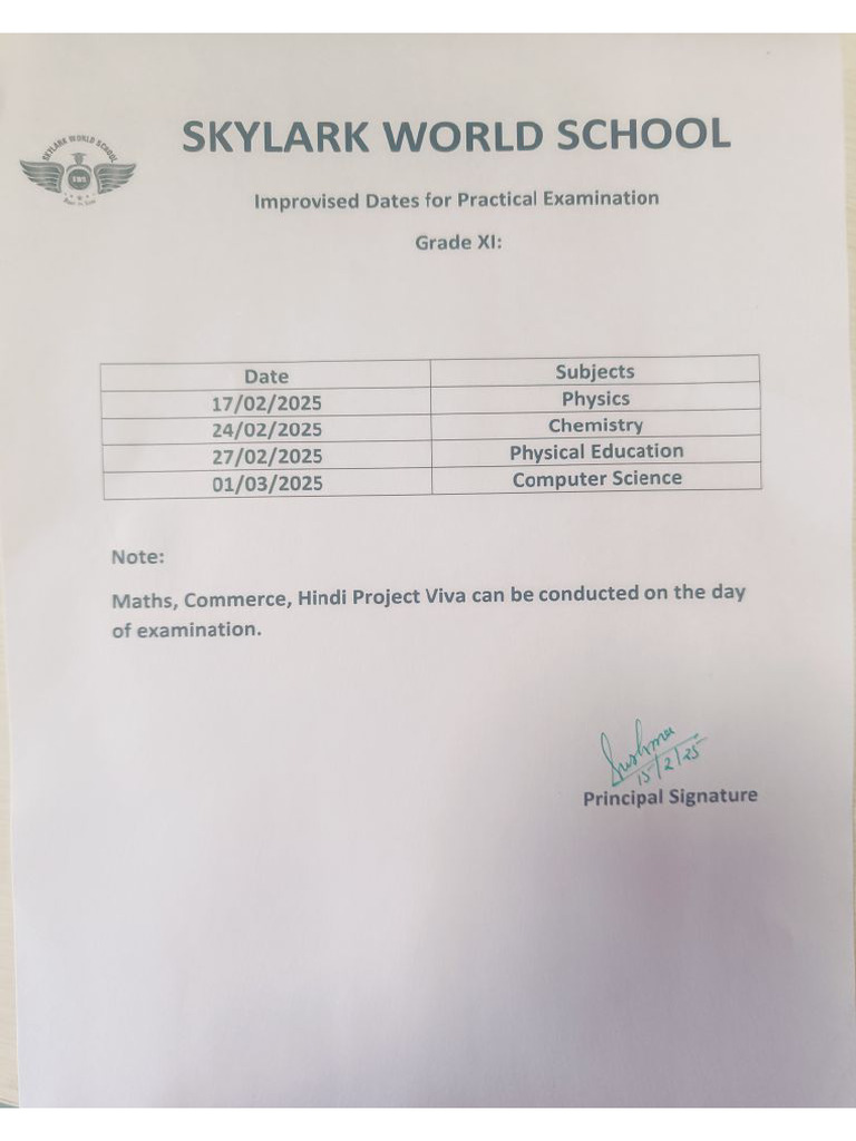 Revised Annual Practical Dates of Grade-Xl | PDF