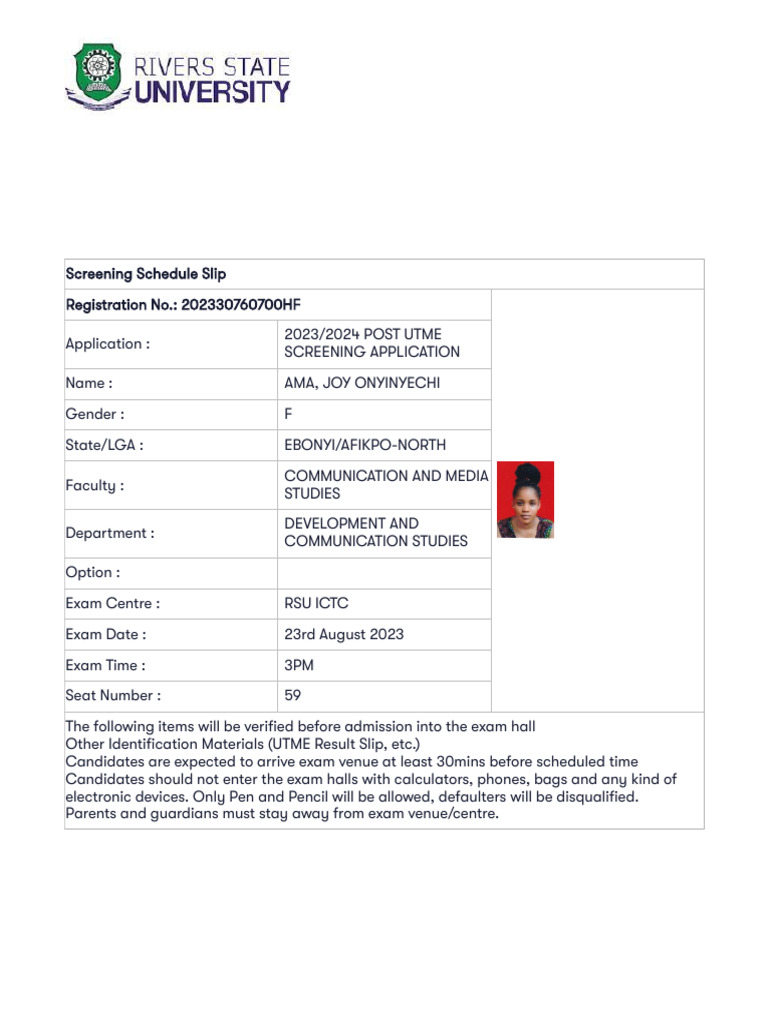2023/2024 POST UTME Exam Schedule | PDF