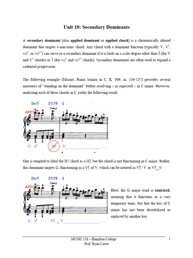Unit 10 - Secondary Dominants | PDF | Chord (Music) | Musical Scales