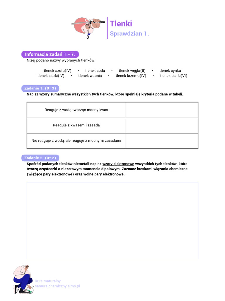 Tlenki Sprawdzian 1 | PDF