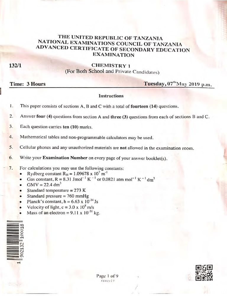 Chemistry 1 - F6 - 2019 | PDF