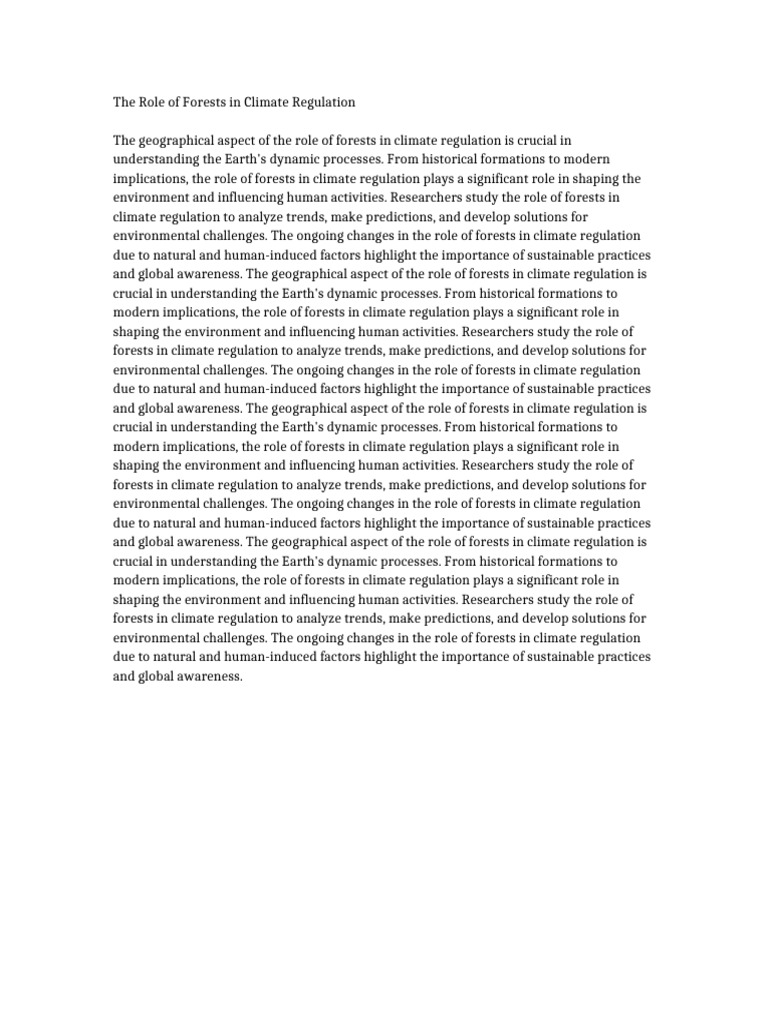The_Role_of_Forests_in_Climate_Regulation | PDF | Sustainability | Climate