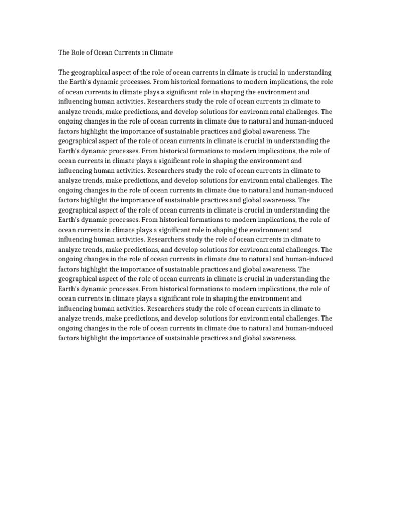 The_Role_of_Ocean_Currents_in_Climate | PDF | Climate | Natural Environment