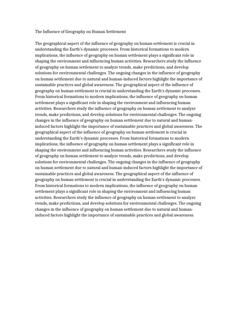 The Influence of Geography On Human Settlement | PDF | Geography | Natural Environment