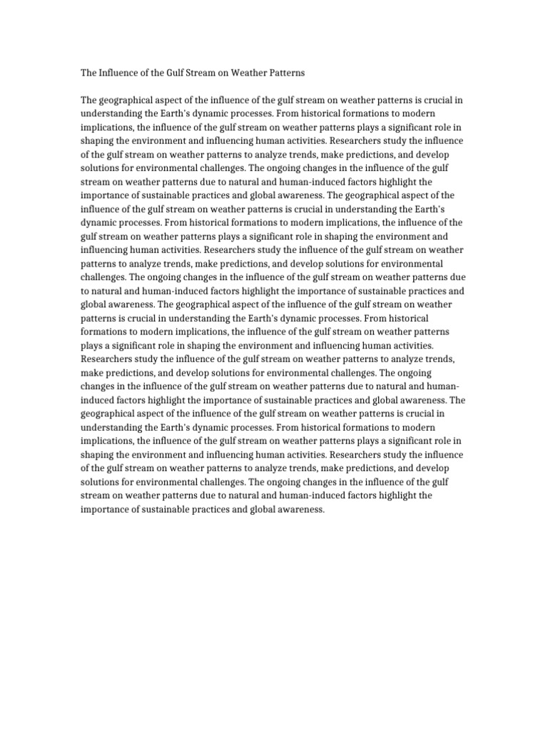 Gulf Stream's Impact on Weather | PDF | Natural Environment | Weather