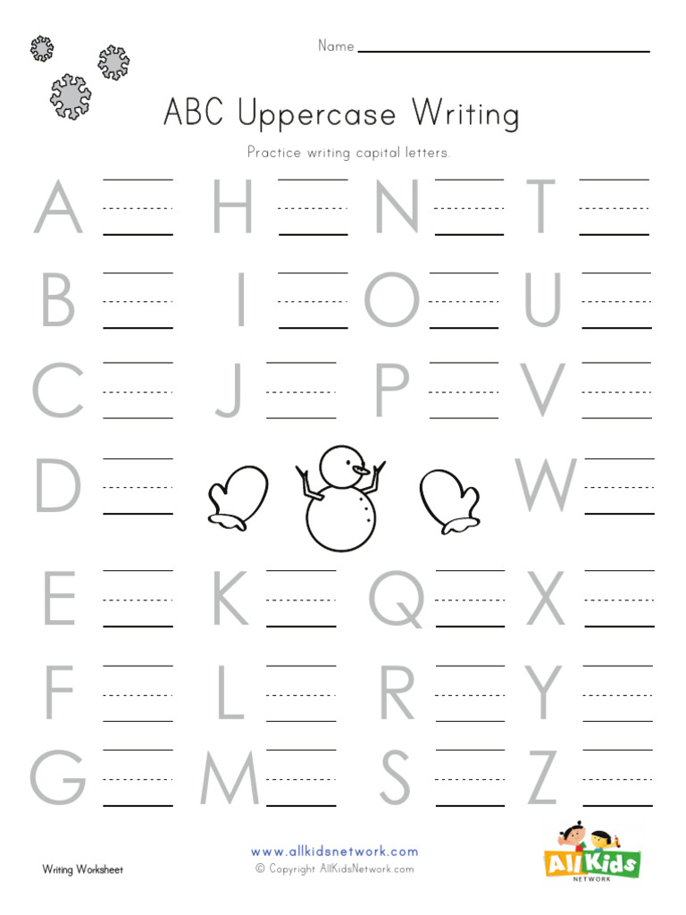 Winter Uppercase Letters Worksheet | PDF