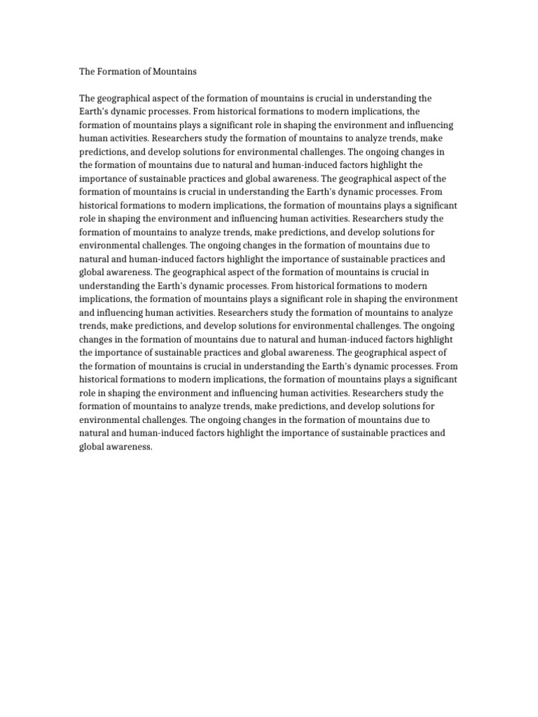 The Formation of Mountains | PDF