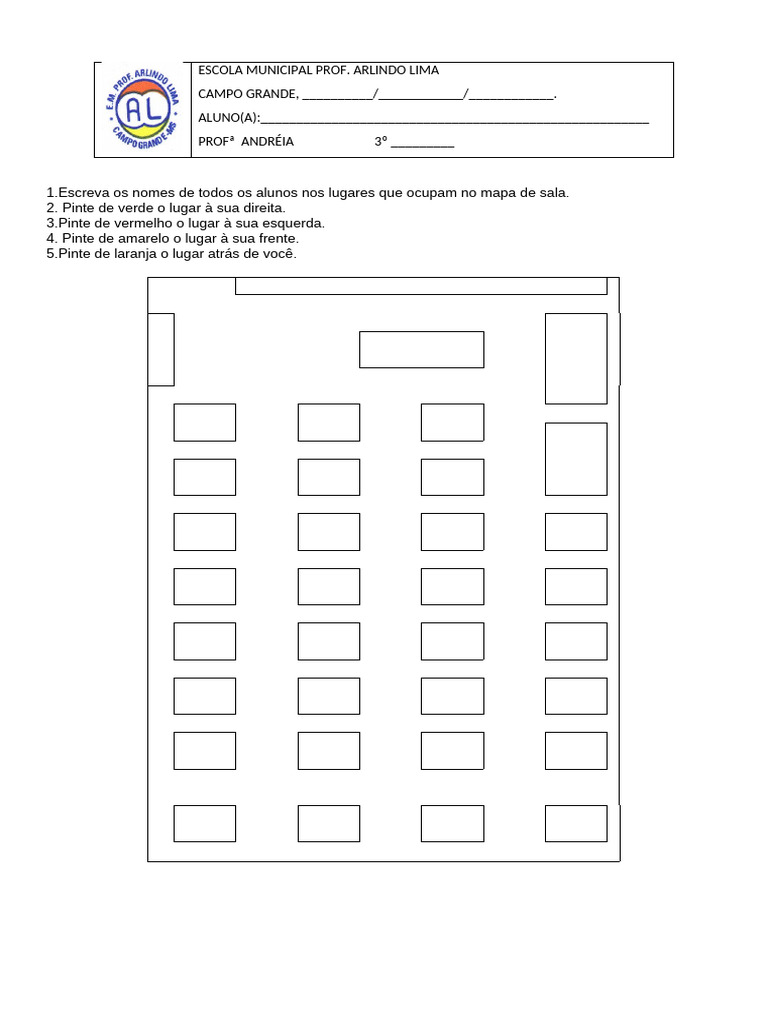 mapa de sala_atividade 3ºA_20 cópias | PDF