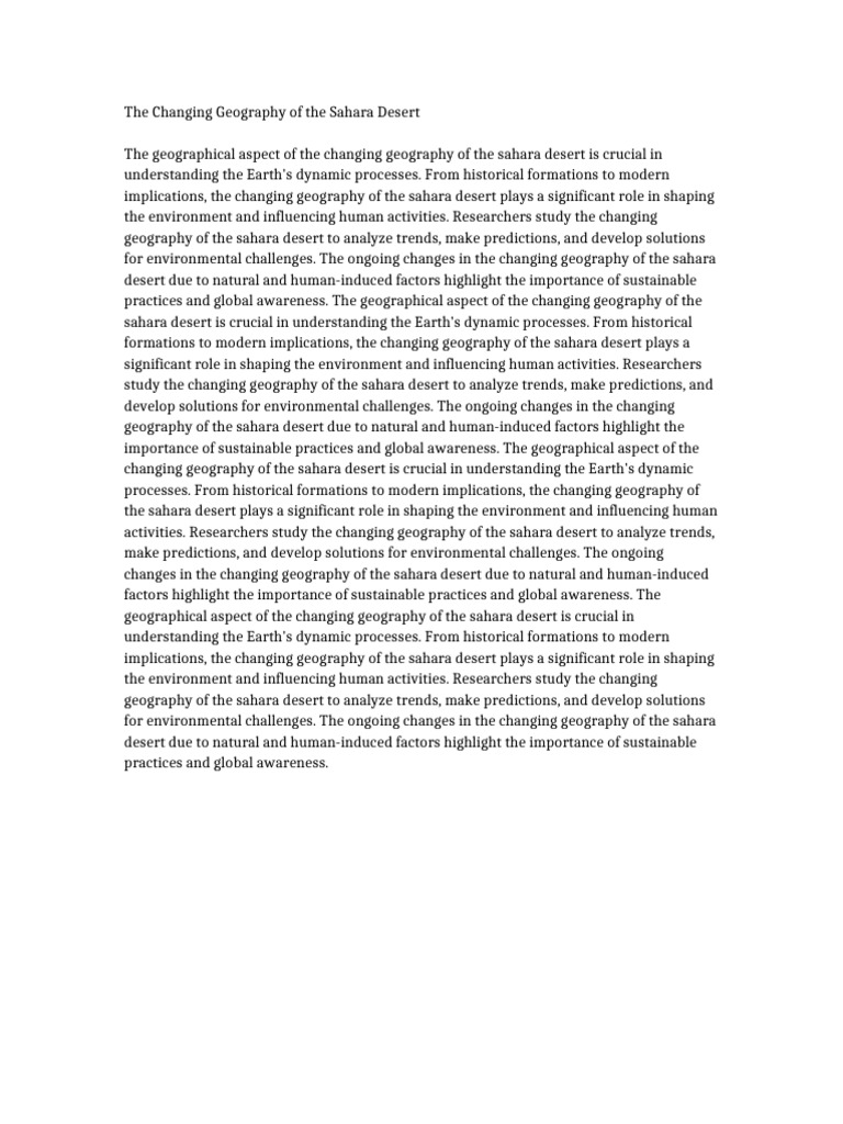 The Changing Geography of The Sahara Desert | PDF | Geography | Natural ...