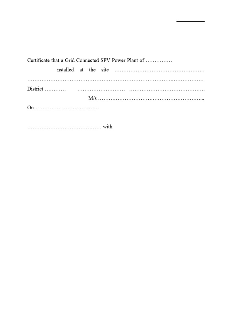 Commissioning Certificate (Annexure-II) | PDF