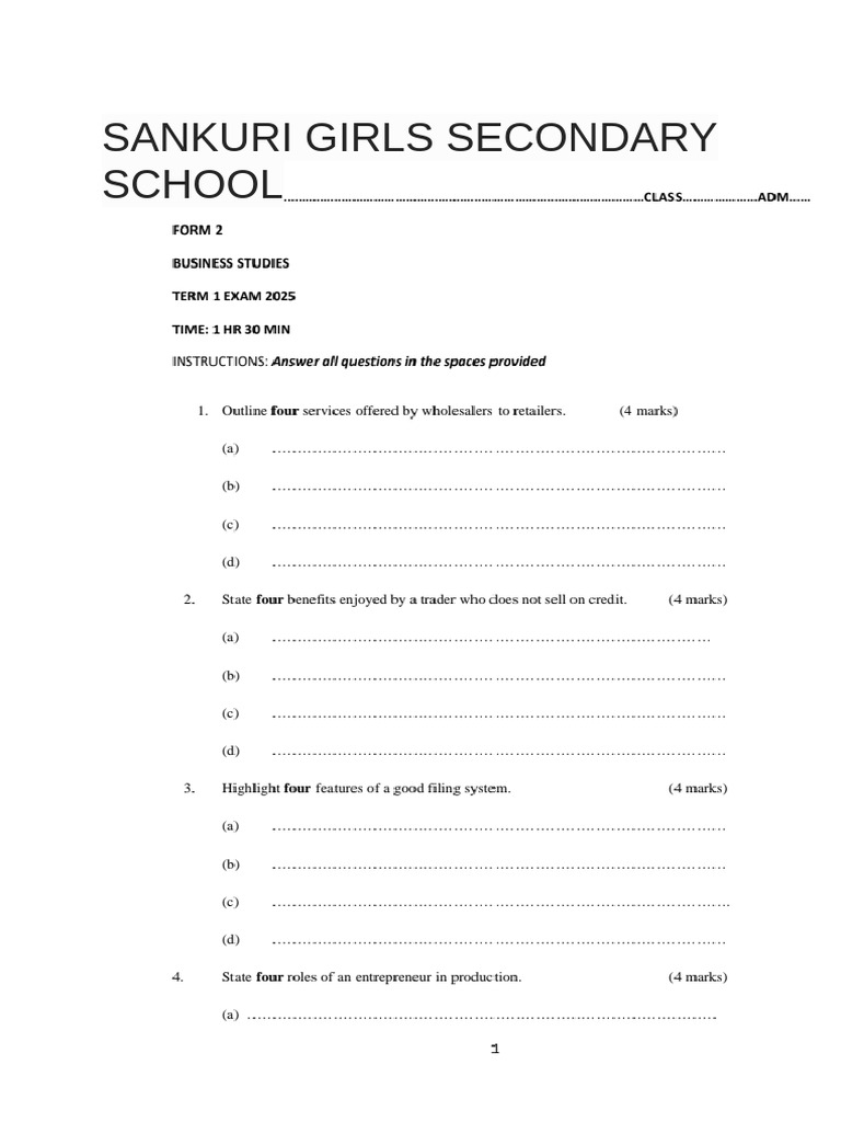 BST FORM 2 2025 | PDF