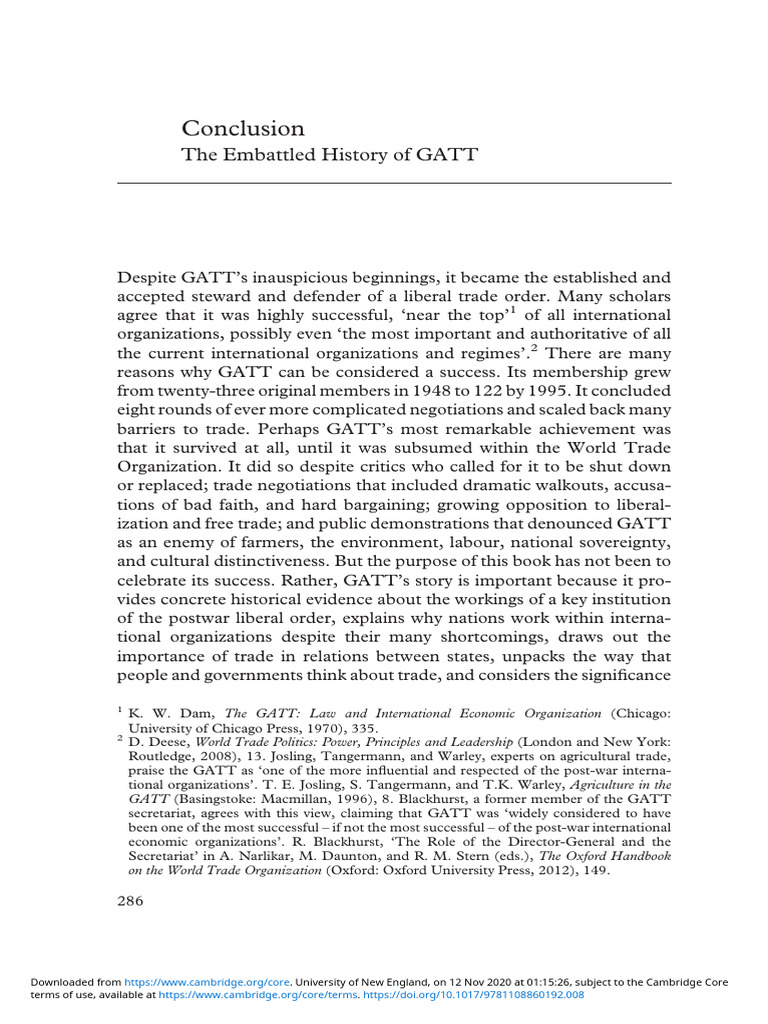 Conclusion The Embatted History of Gatt (McKenzie Francine GATT and The ...
