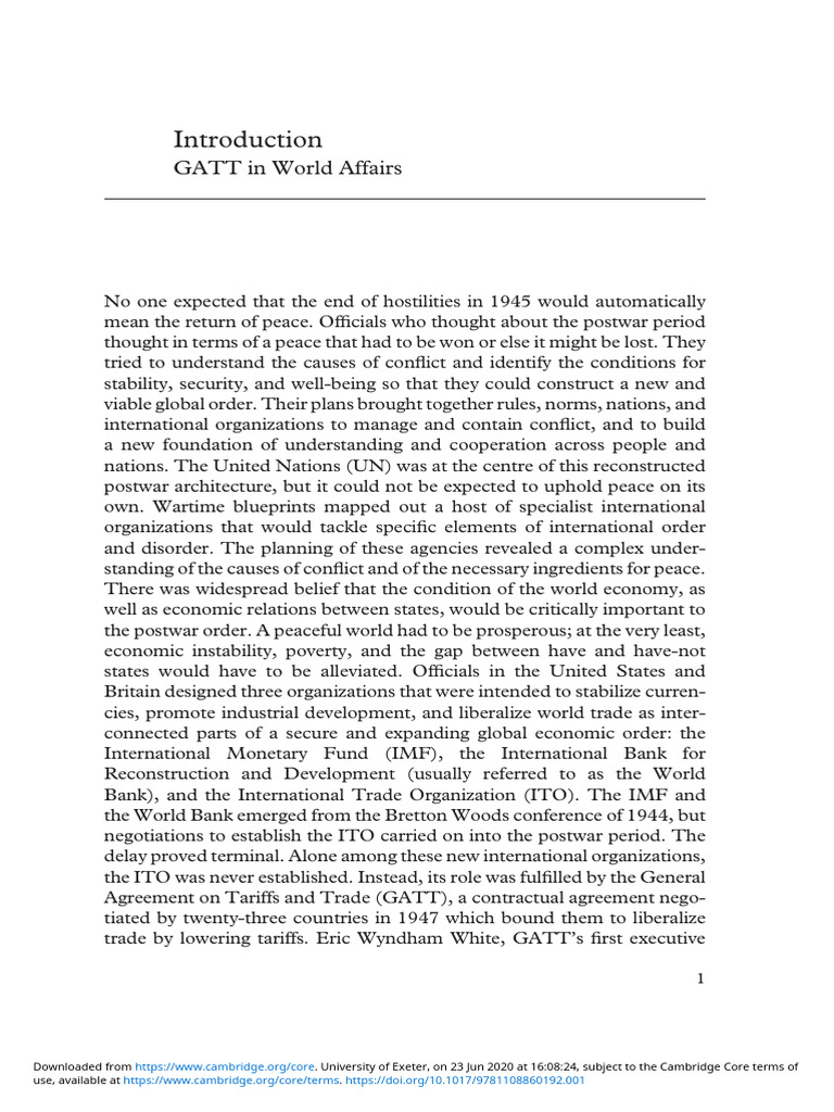 GATT: History and Impact on Trade | PDF | General Agreement On Tariffs ...