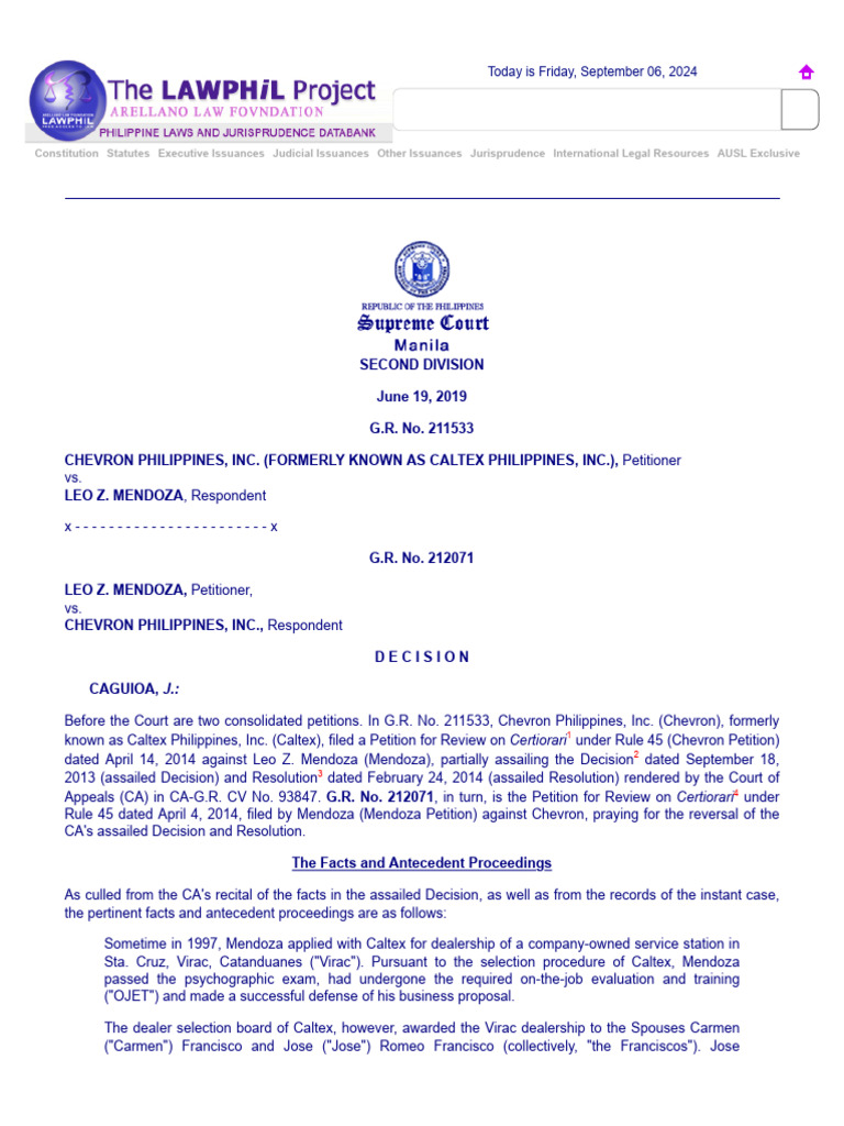 Legal Dispute: Chevron vs. Mendoza | PDF | Damages | Lawsuit