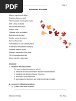 Analyzing Alan Bold's Autumn Poem | PDF | Poetry