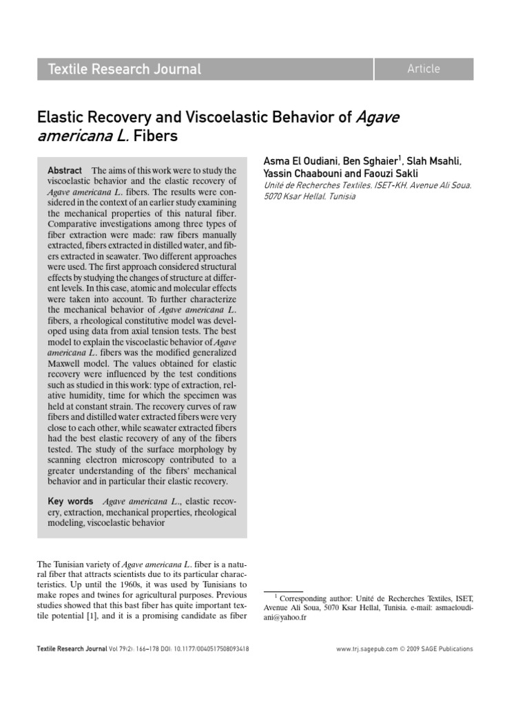 Agave Fiber Viscoelasticity Study | PDF | Deformation (Engineering) | Viscoelasticity