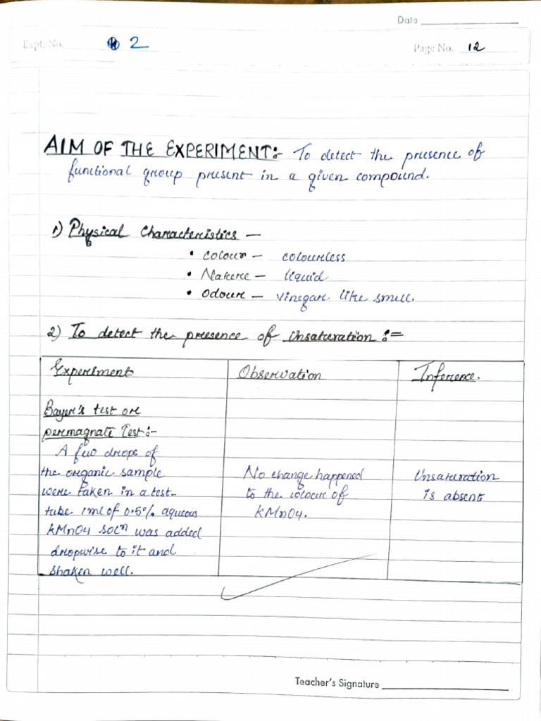 Functional group Identification experiment 2 | PDF