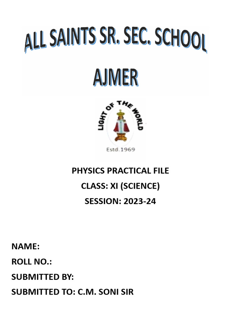 Physics Practical File Cover Page | PDF