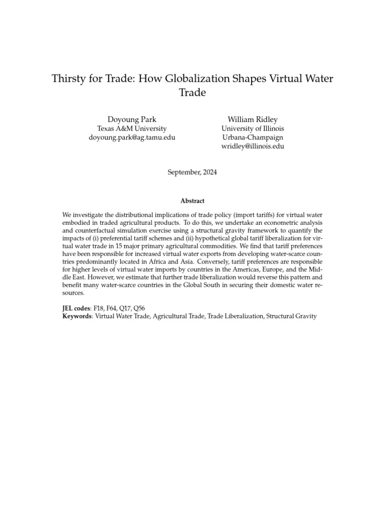 Virtual_Water_Trade | PDF | Most Favoured Nation | Non Tariff Barriers ...