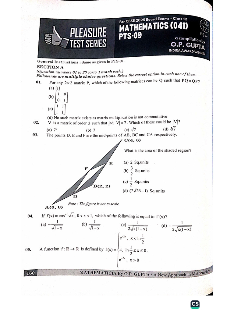 Sample Paper 9 O.P.Gupta 2024-2025 | PDF