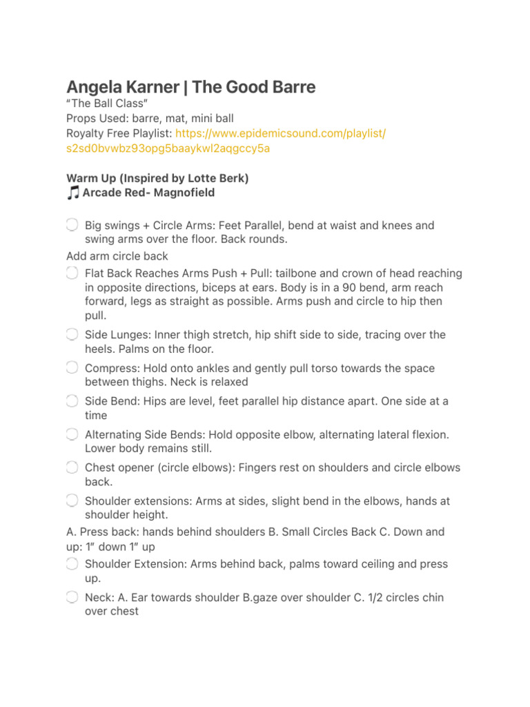The Good Barre: "The Ball Class" Guide | PDF | Anatomical Terms Of ...