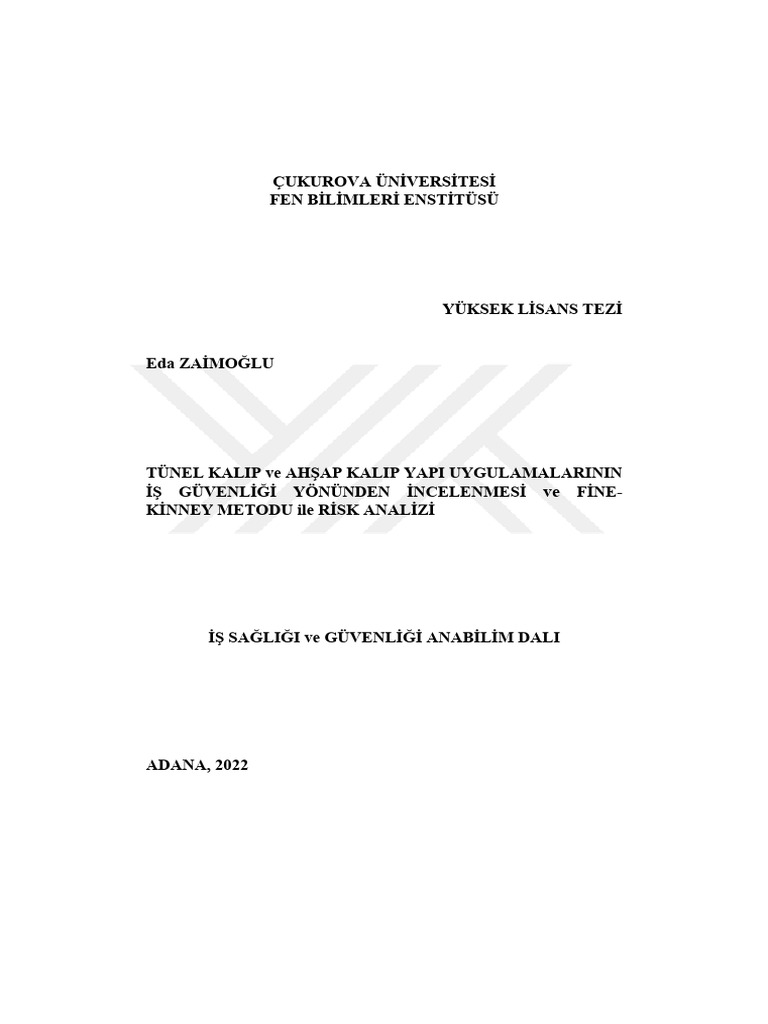Tunel Fine Kinney Risk Yl Tez 2022 | PDF