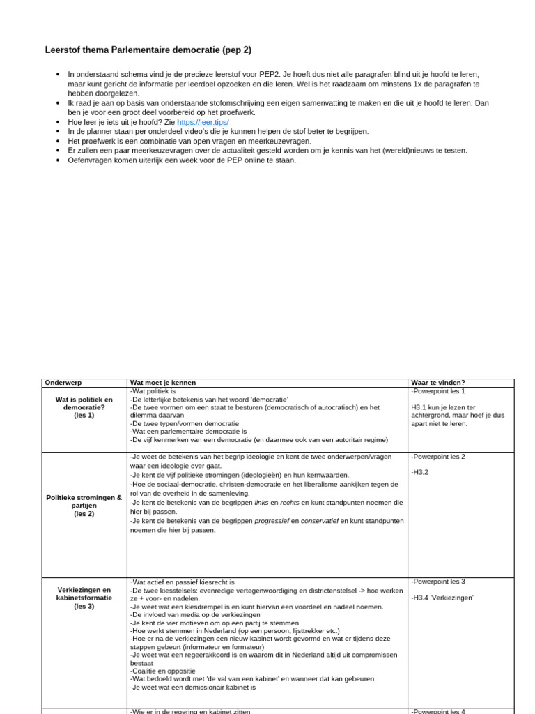 Leerstof PEP2 2023 | PDF