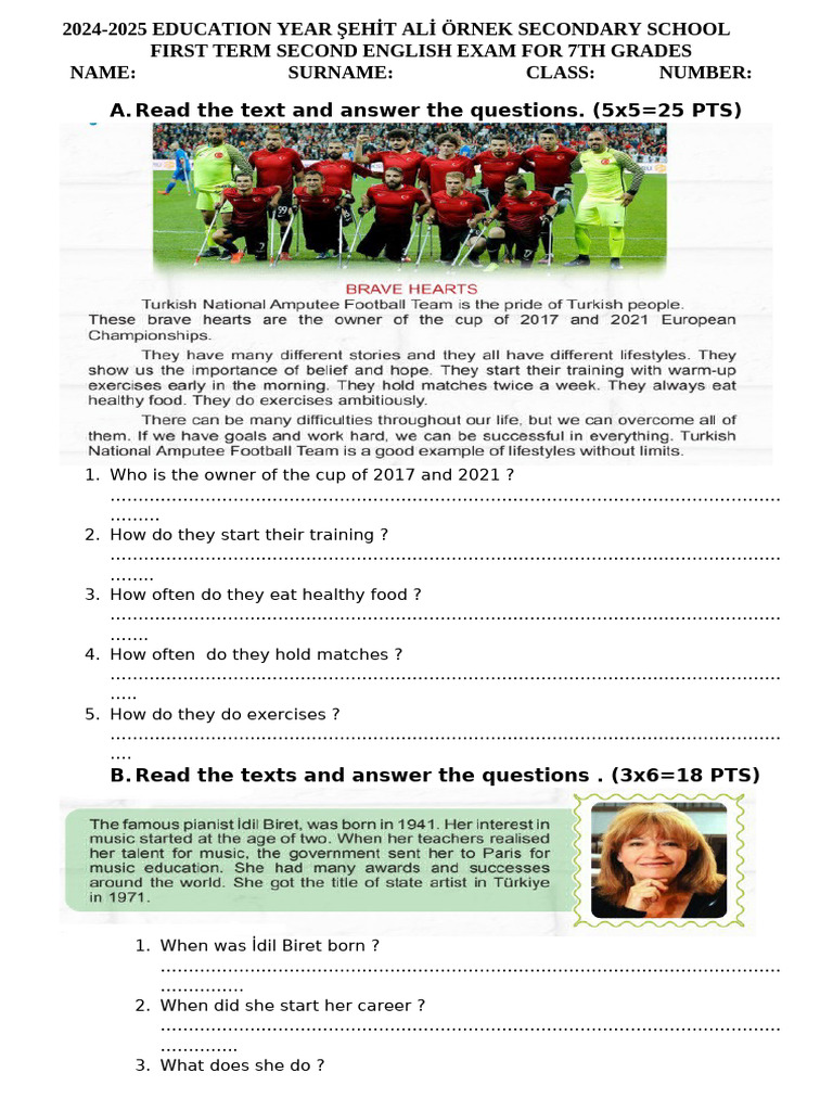 7TH Grade 1.2 Writing Exam | PDF | Biology | Zoology