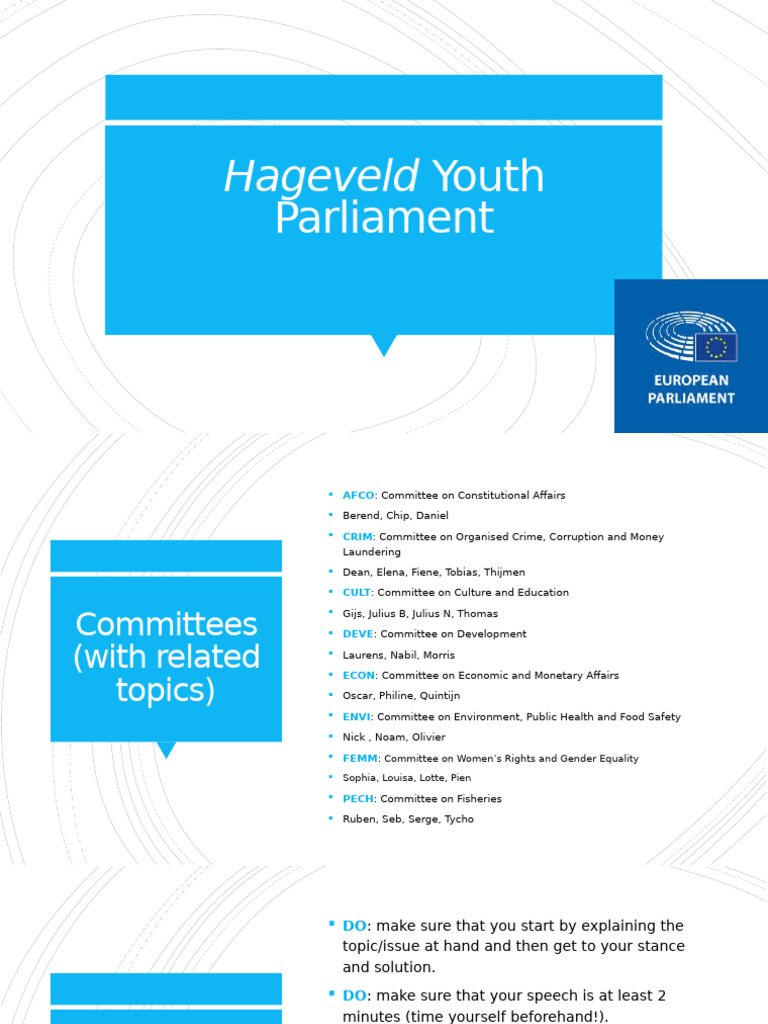 Hageveld: Youth Parliament | PDF