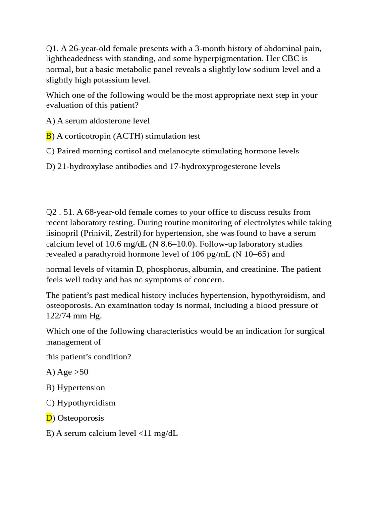 Adrenal MCQ | PDF | Hypertension | Endocrine System