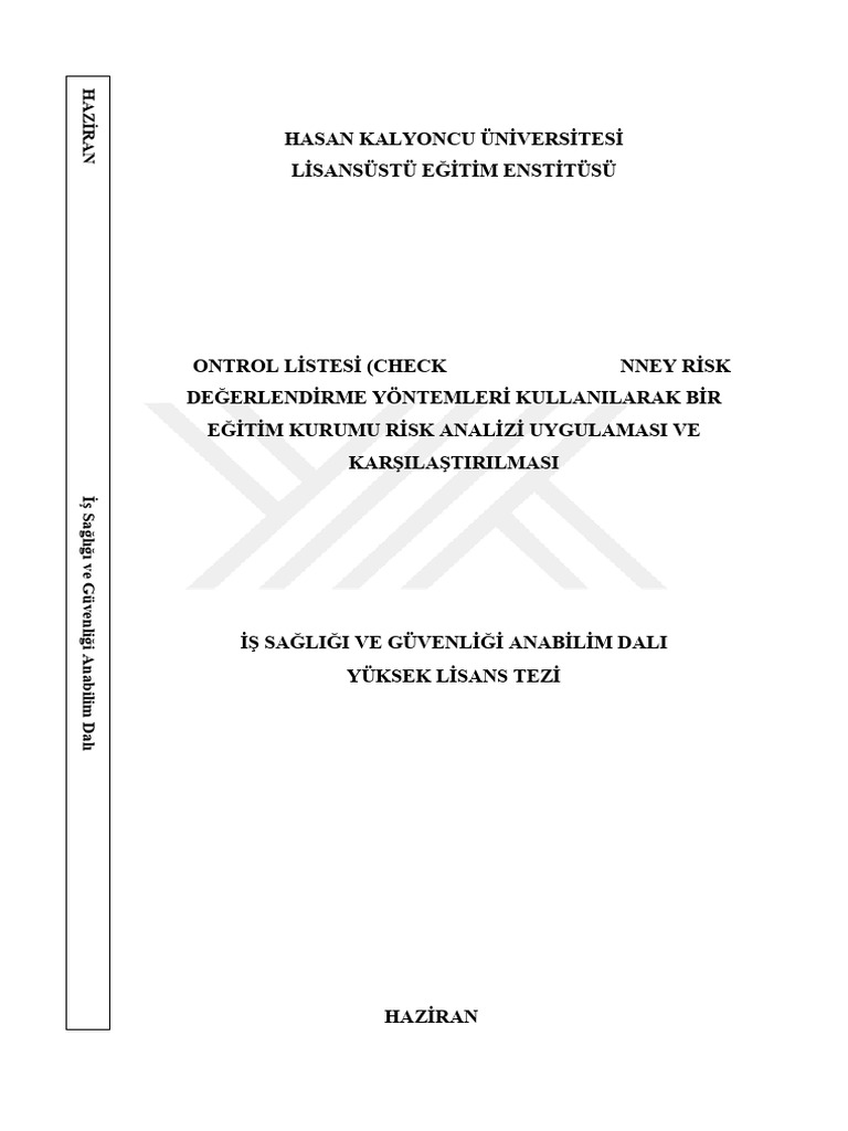 Egitim Kurumu Kontrol Listesi Fine Kinney Yl Tez Kalyoncu U Erdem 2021 ...