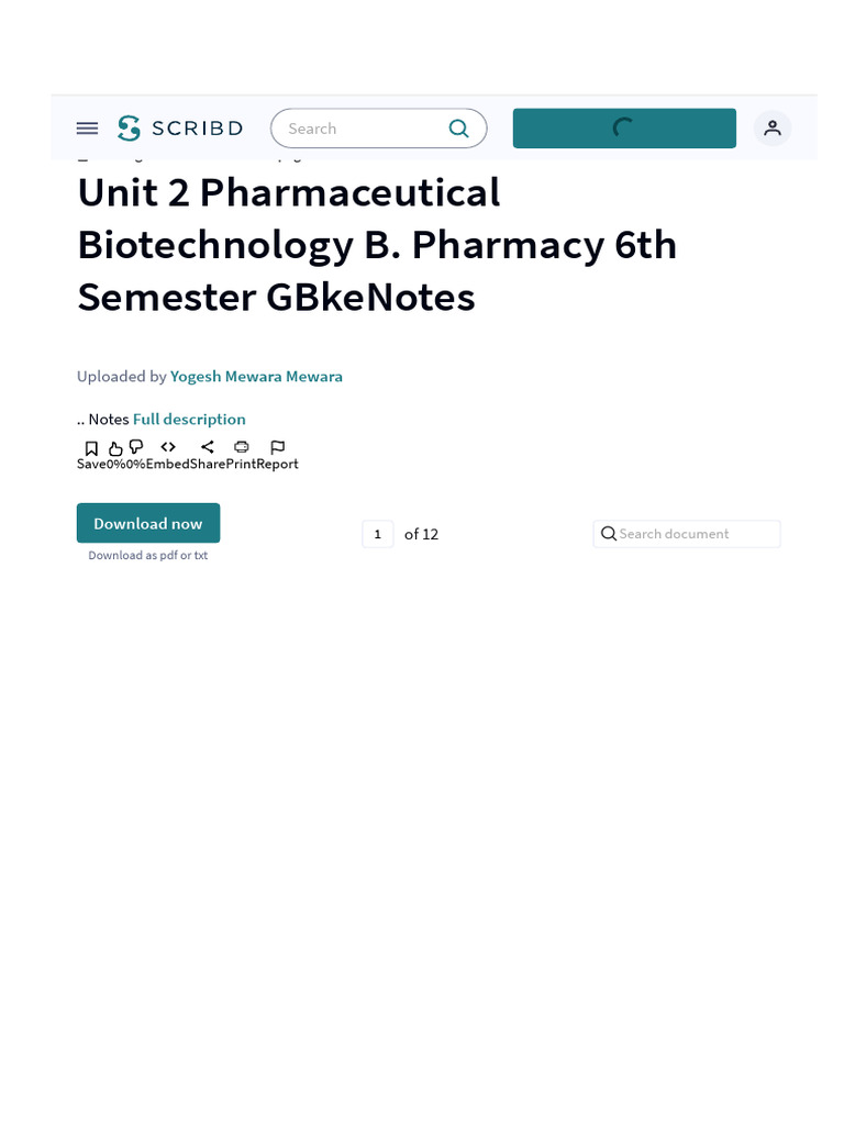 Document746898813unit 2 Pharmaceutical Biotechnology B Pharmacy 6th ...