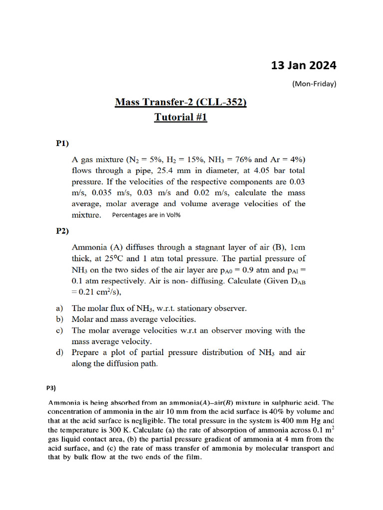 Tutorial-1 (13 Jan 2025 | PDF