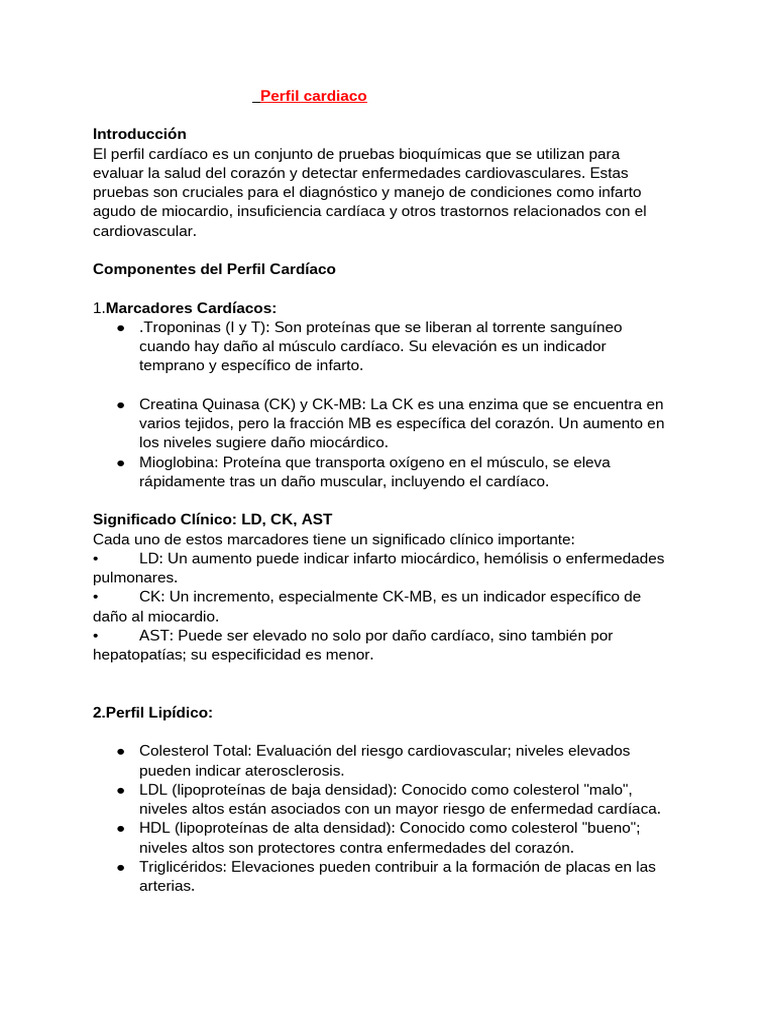 Importancia del Perfil Cardíaco en Salud | PDF | Enfermedades ...