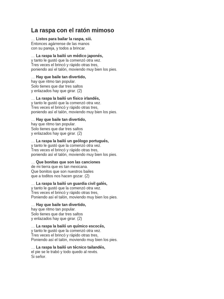 La Raspa Con El Ratón Mimoso | PDF