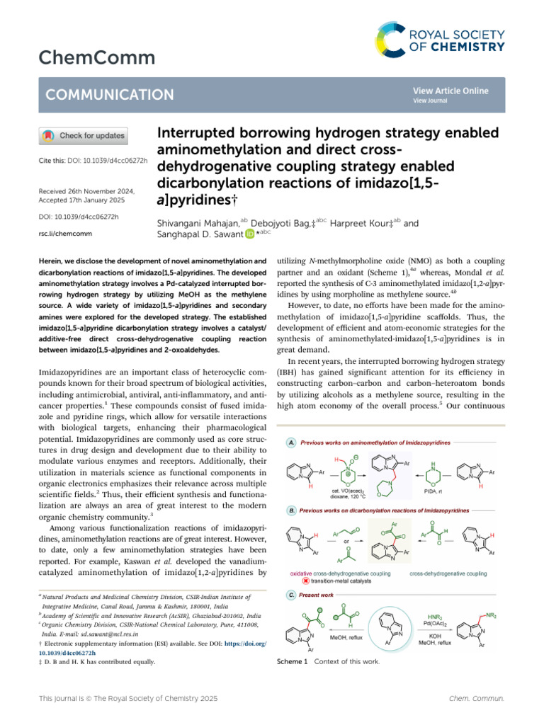 Chemcomm: Communication | PDF | Pyridine | Chemical Reactions