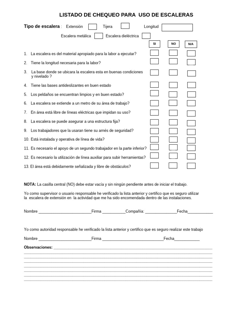 Chequeo Seguro para Escaleras | PDF