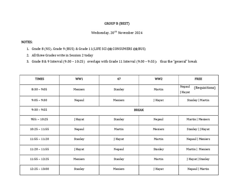 Timetable 2 | PDF