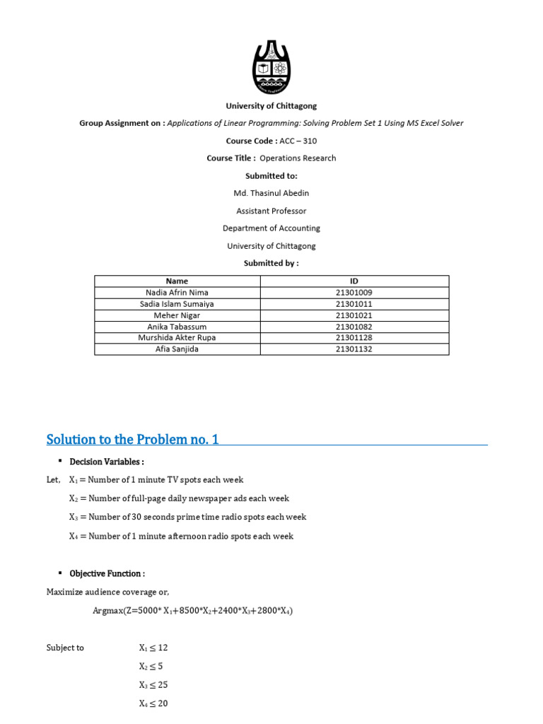 Operations Research Scratch | PDF | Applied Mathematics