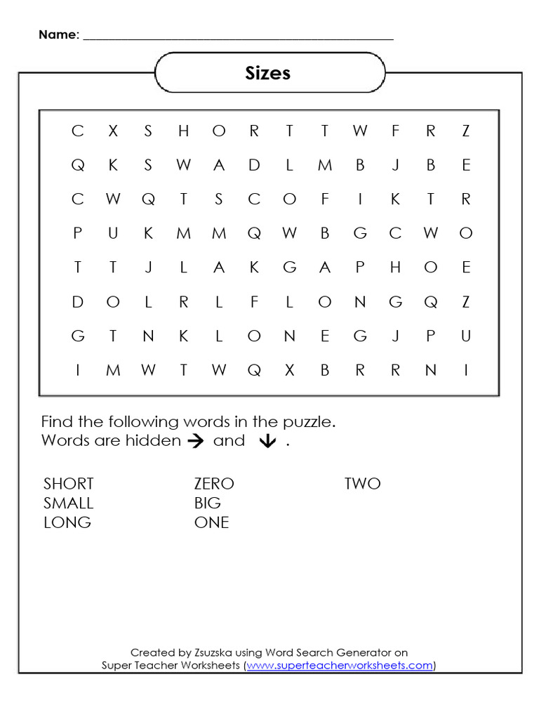 Super Teacher Worksheets Sizes | PDF | Word Search | Puzzles