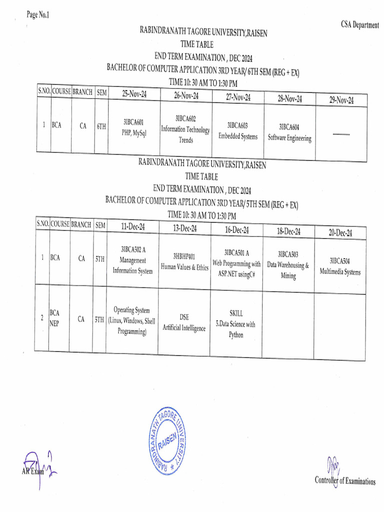 CSA Department PDF BSC CS | PDF