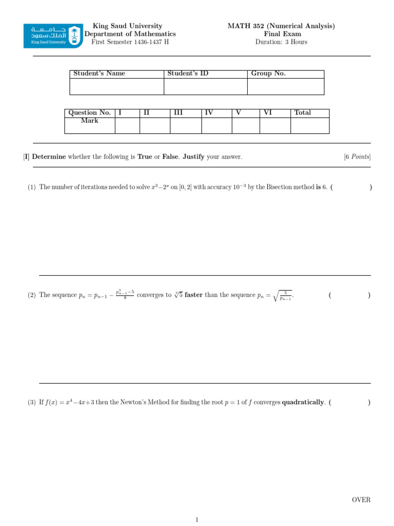 final-exam_352_36_1 | PDF | Matrix (Mathematics) | Mathematics Of Computing