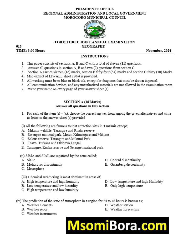 Key Points of Geography Exam 2024 | PDF | Average | Mean