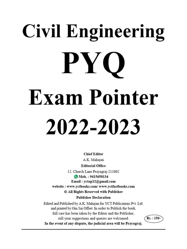 CIVIL ENGINEERING PYQ EXAM POINTER 2022-2023 | PDF | Cement | Concrete